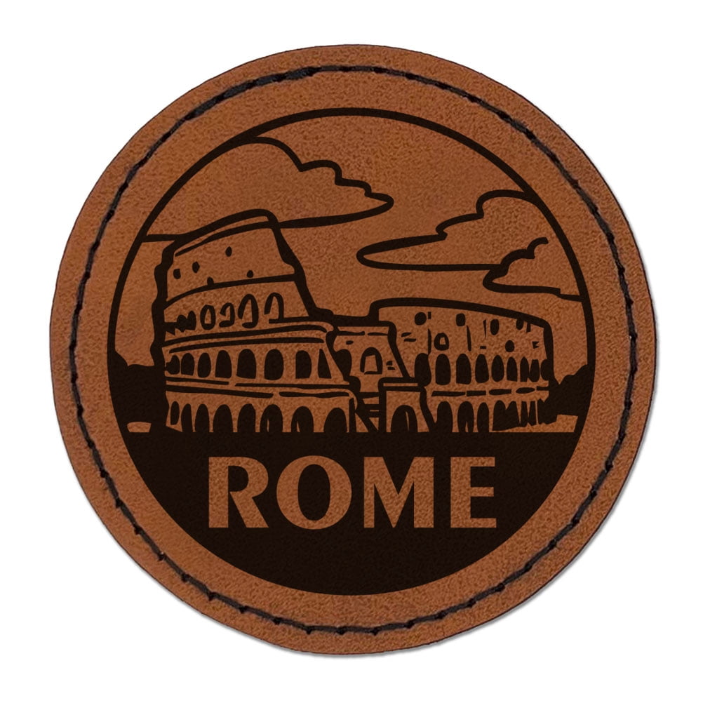 Colosseum Rome Italy Landmark Destination Circle Round Iron-On Engraved ...