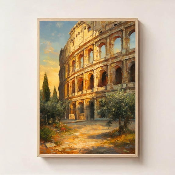 Colosseum Rome Wall Art Ancient Roman Ruins Poster, Unframed Canvas ...