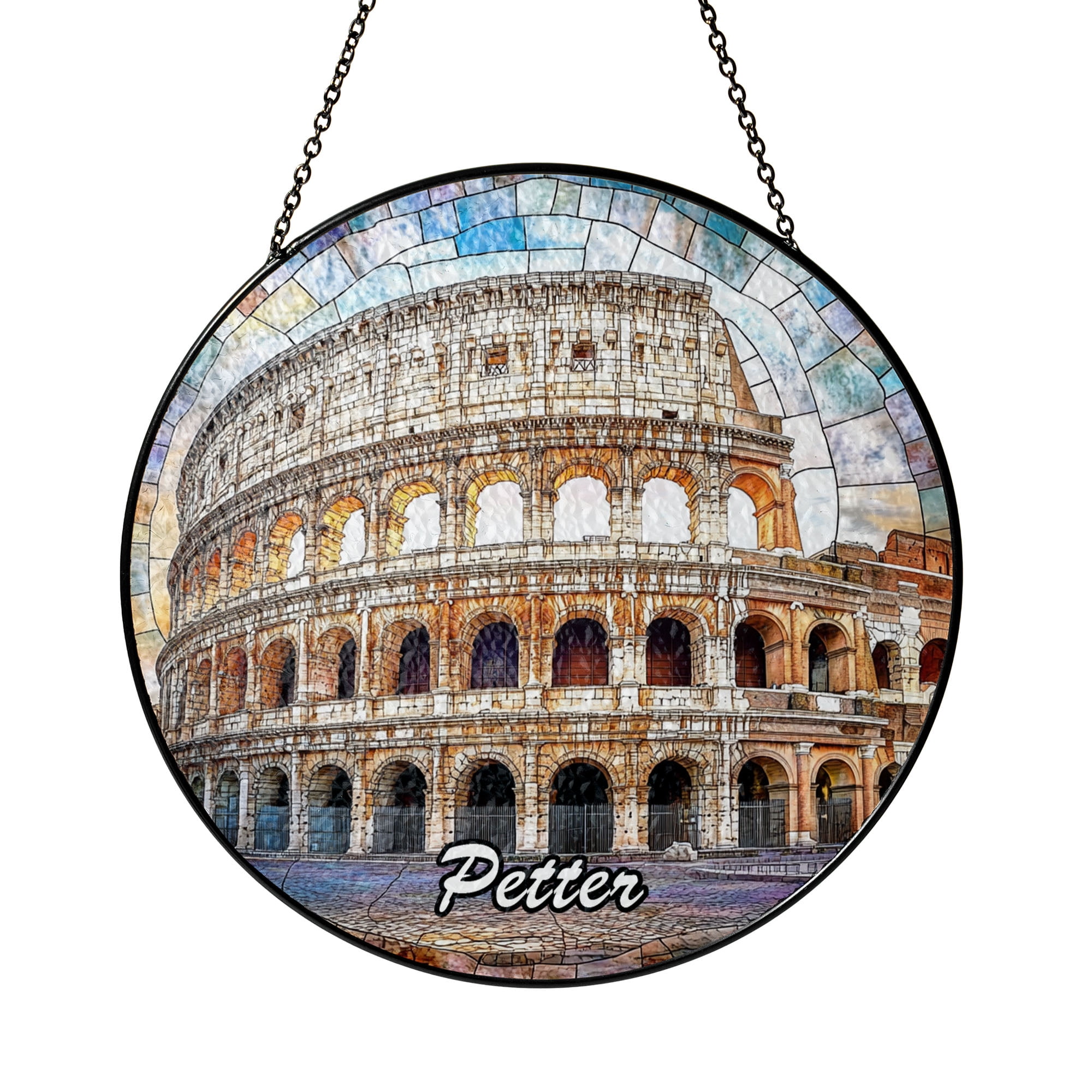 Colosseum Stained Glass Suncatcher - Custom Name Rome Landmark Window ...