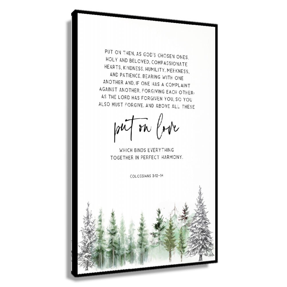 Colossians 3 12-14, Bible Verse Wall Art Printable Watercolor Mountains Scripture Poster Trees ...