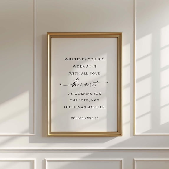 Colossians 3 23 Work Heartily Scripture Wall Art, Unframed Paper Print ...