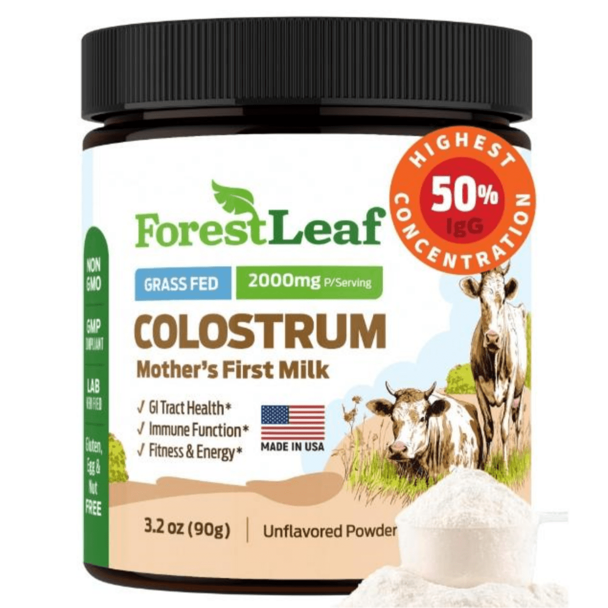 Colostrum Powder 50% IgG Highest Pure Concentration, Grass Fed ...