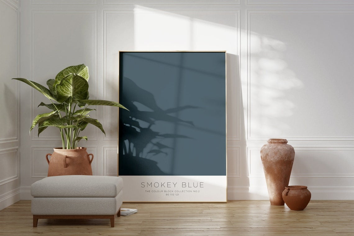 Colour Block Art // Colour Block Print, Blue Wall Art, Modern Gallery ...