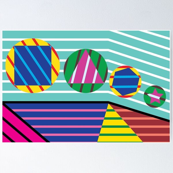 Colour Blocking Line Art 05 Poster Wall Art, Modern Wall Decor For ...