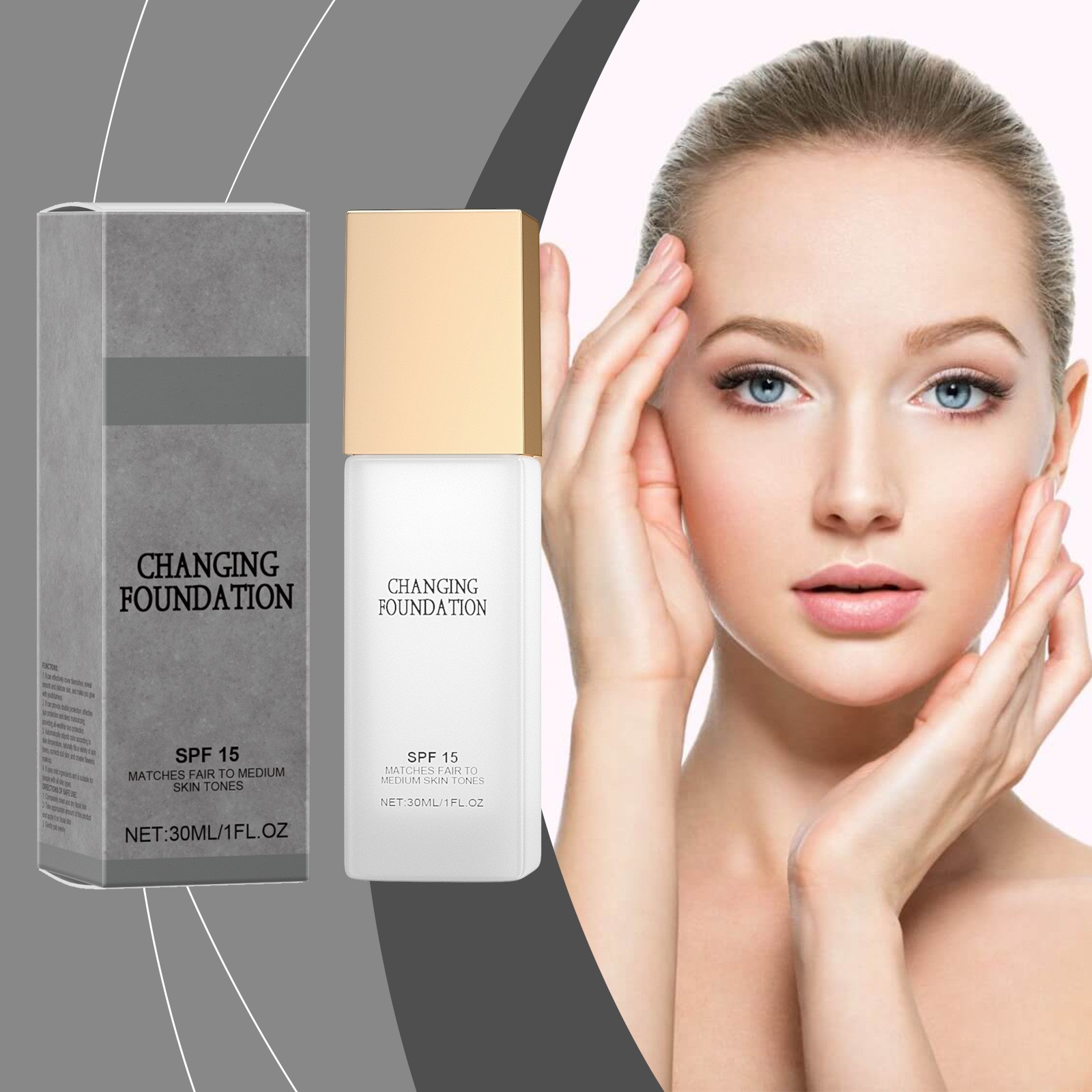 Colour Changing Foundation [LIGHT TO MEDIUM SKIN] Color Changing Mature ...