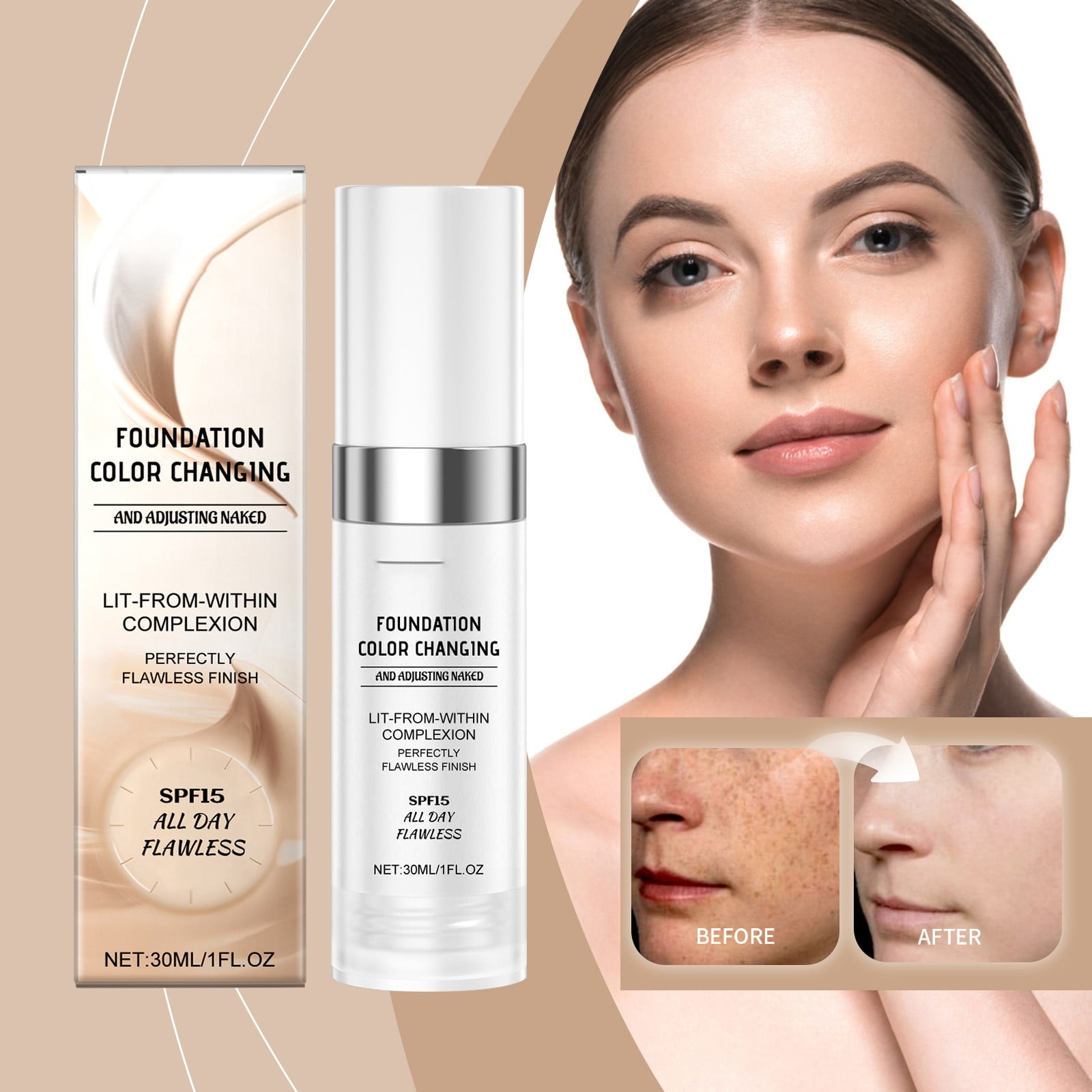 Colour Changing Foundation, Liquid Foundation, Flawless Colour Changing ...