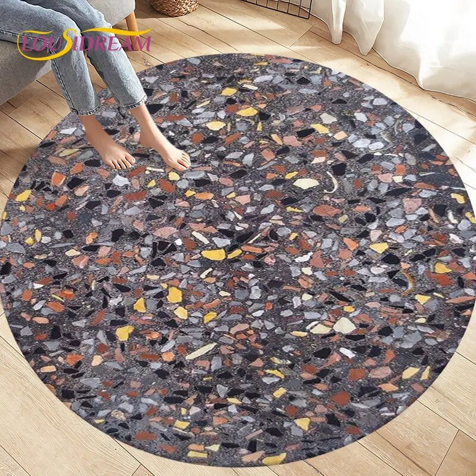 Colour Crushed St Path Gravel Round Area Rug Circle Carpet Rug for ...