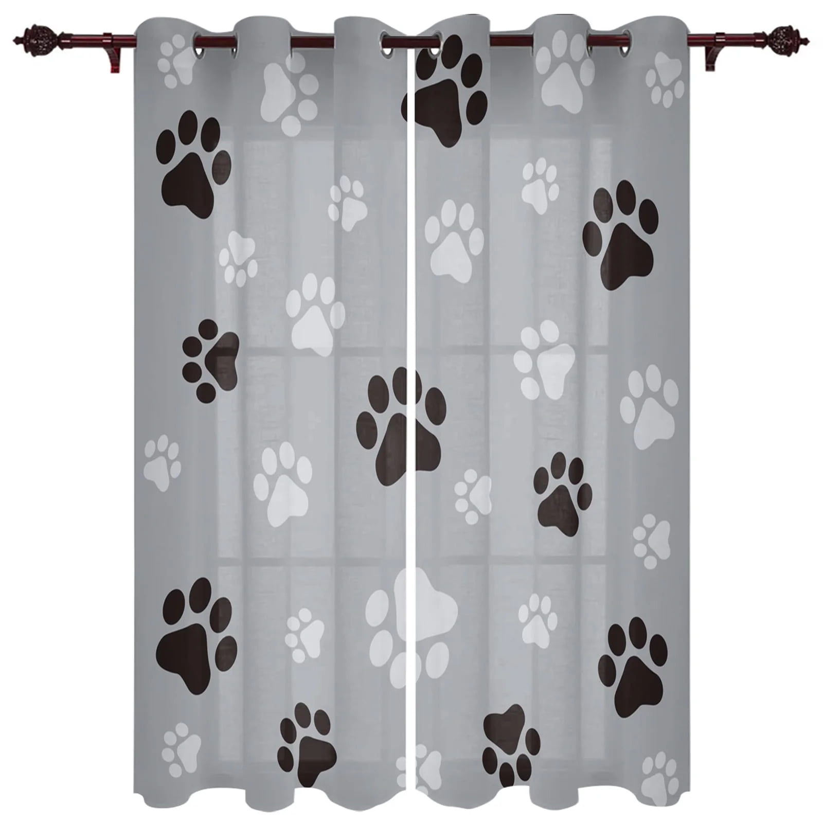 Colour Dog Paw Print Window Curtains Curtains for Living Room ...