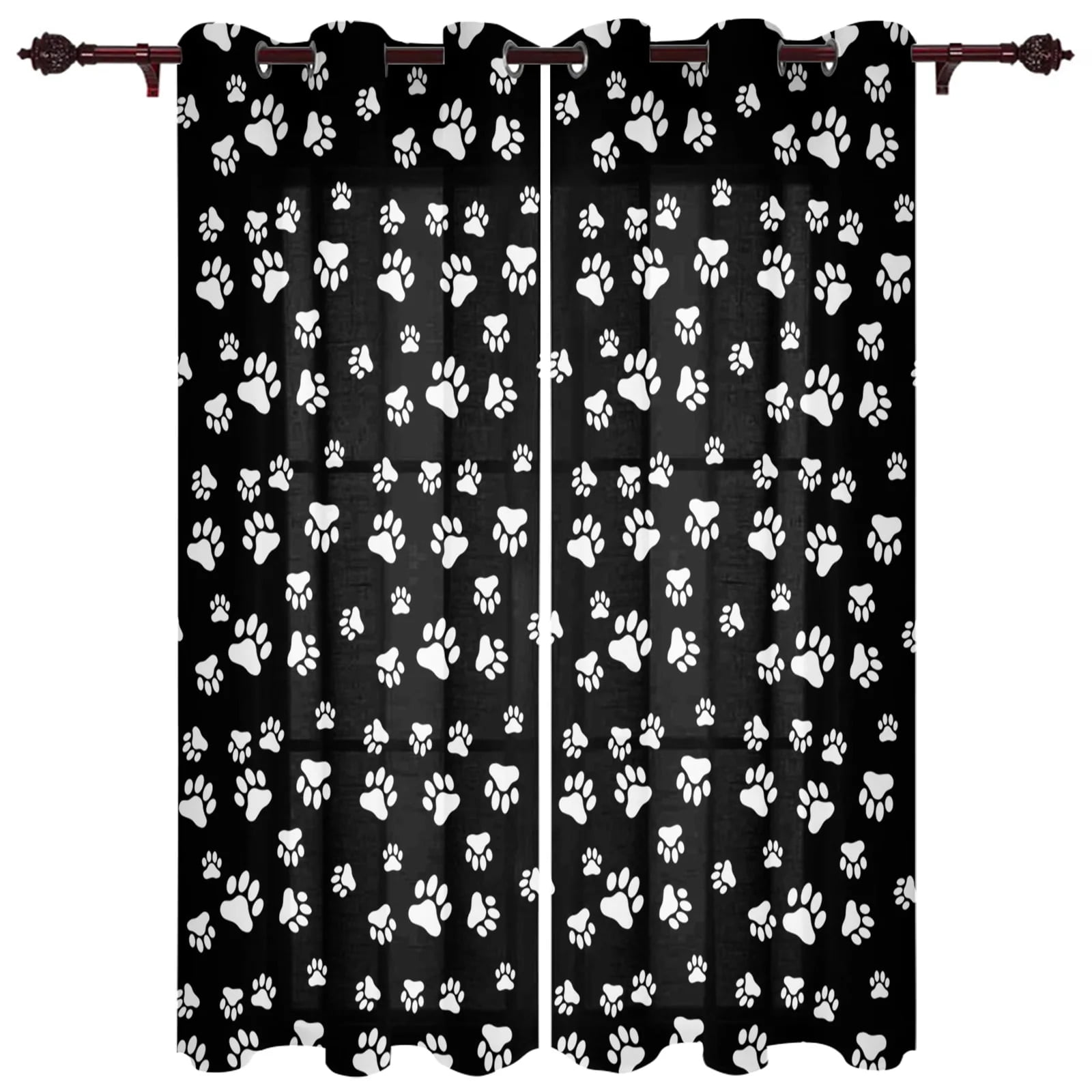 Colour Dog Paw Print Window Curtains Curtains for Living Room rative ...