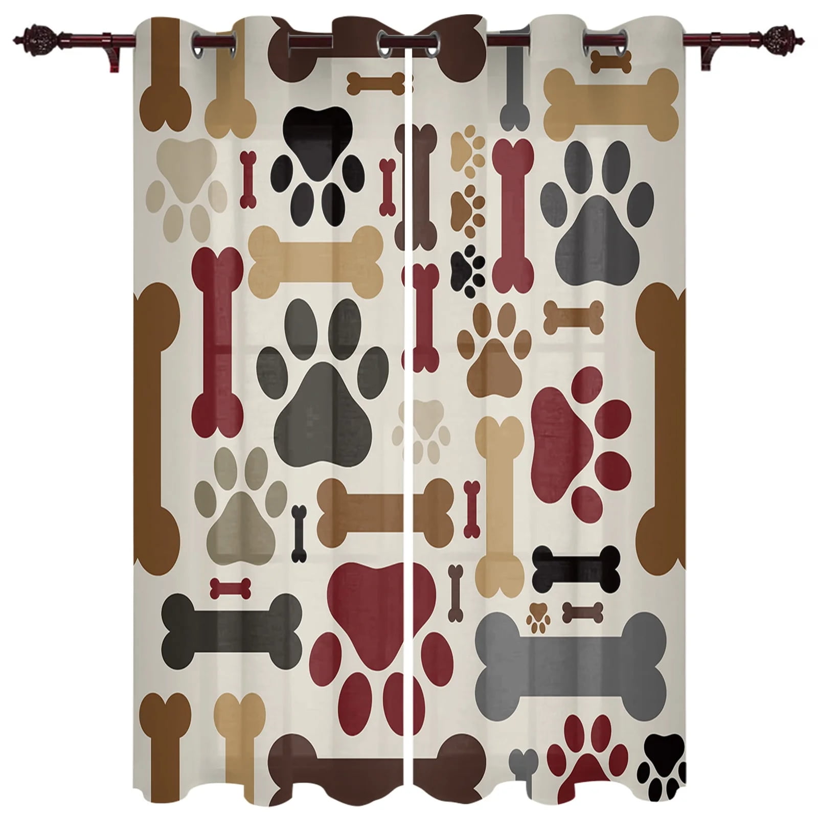 Colour Dog Paw Print Window Curtains Curtains for Living Room rative ...