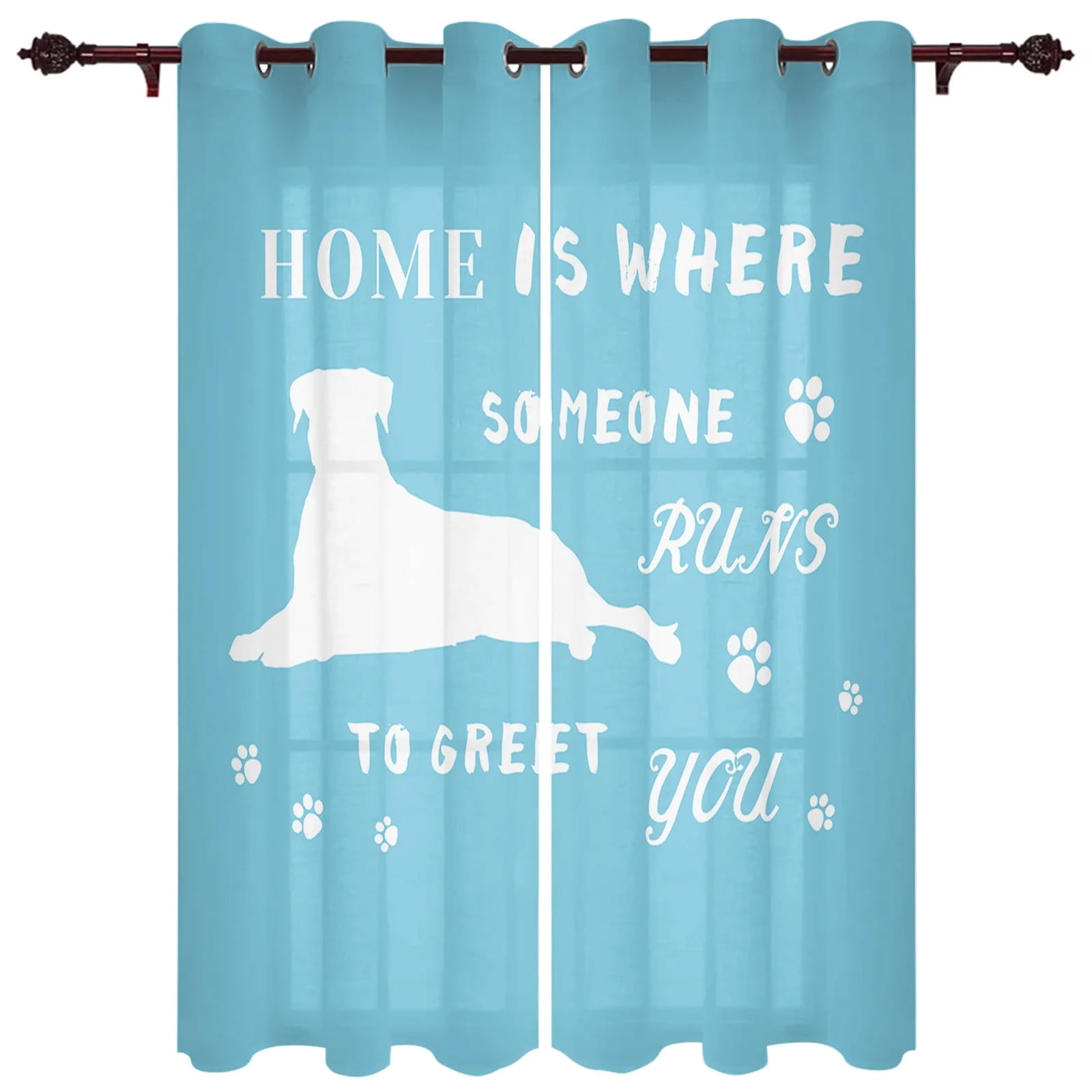 Colour Dog Paw Print Window Curtains Curtains for Living Room rative ...