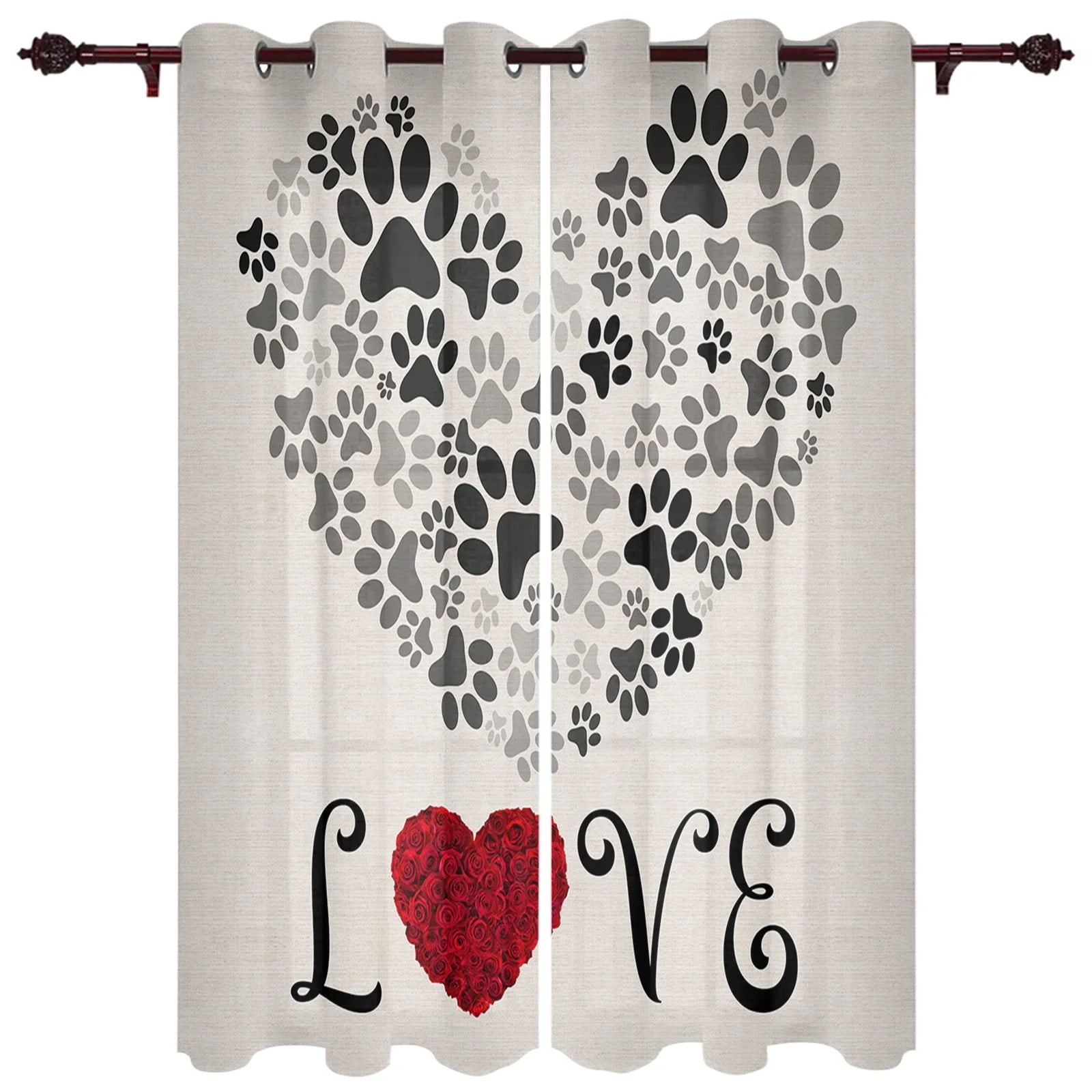 Colour Dog Paw Print Window Curtains Curtains for Living Room rative ...