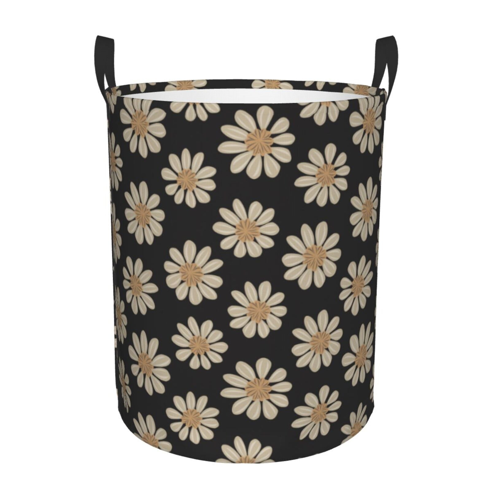 Colour Floral Round Laundry Basket, Laundry Hamper with Handle ...