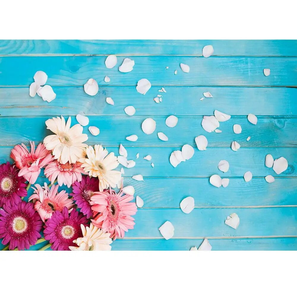 Colour Flower Blue Wood Board Photography Background Props For Baby ...