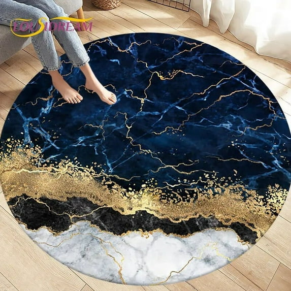 Colour Nordic Green Gold Marble Round Area Rug Circle Carpet Rug for ...