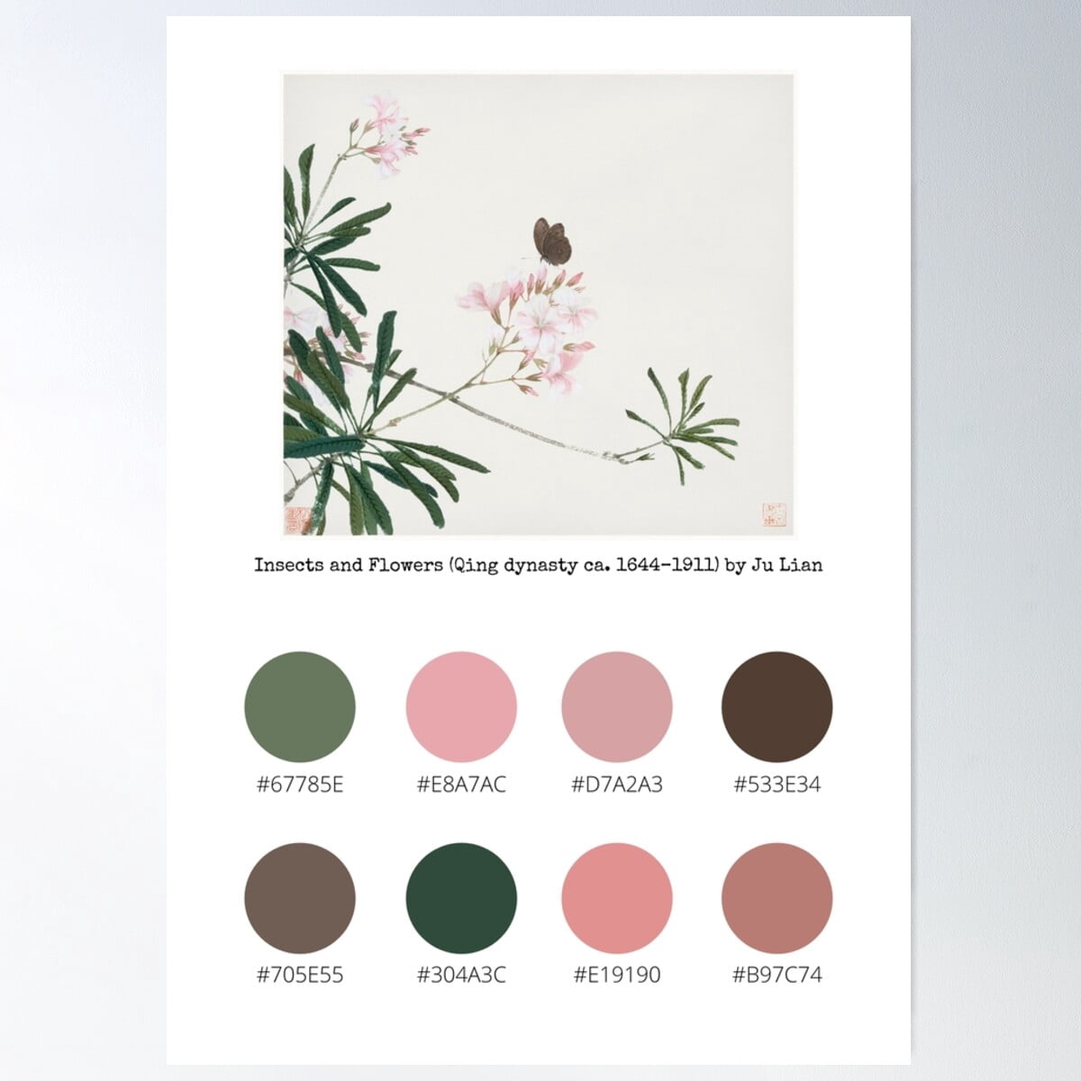 Colour Palette Of Insects And Flowers (Qing Dynasty Ca. 1644–1911) By ...