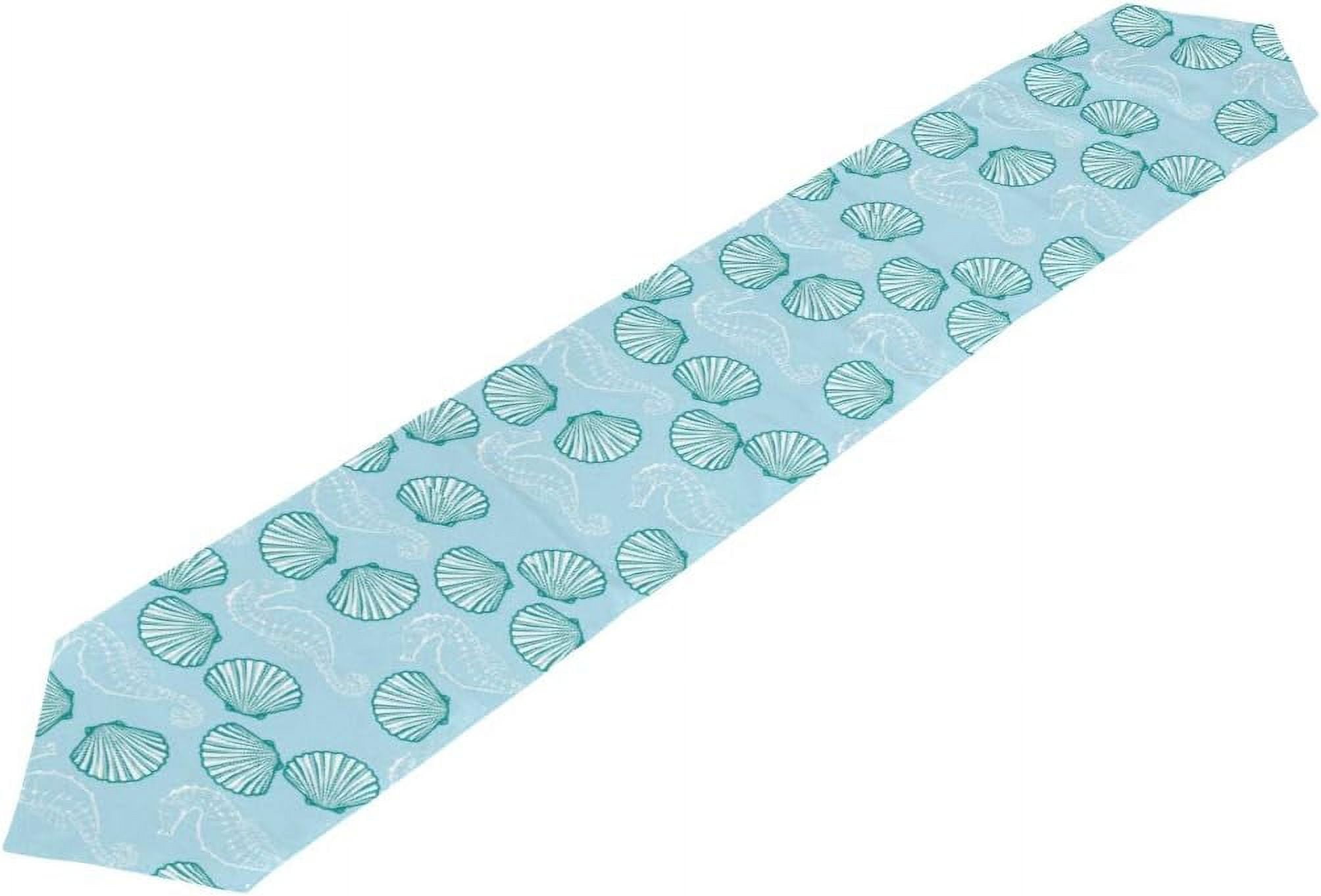 ColourLife Table Runner Sea Creatures Shells On Light Blue Washable ...
