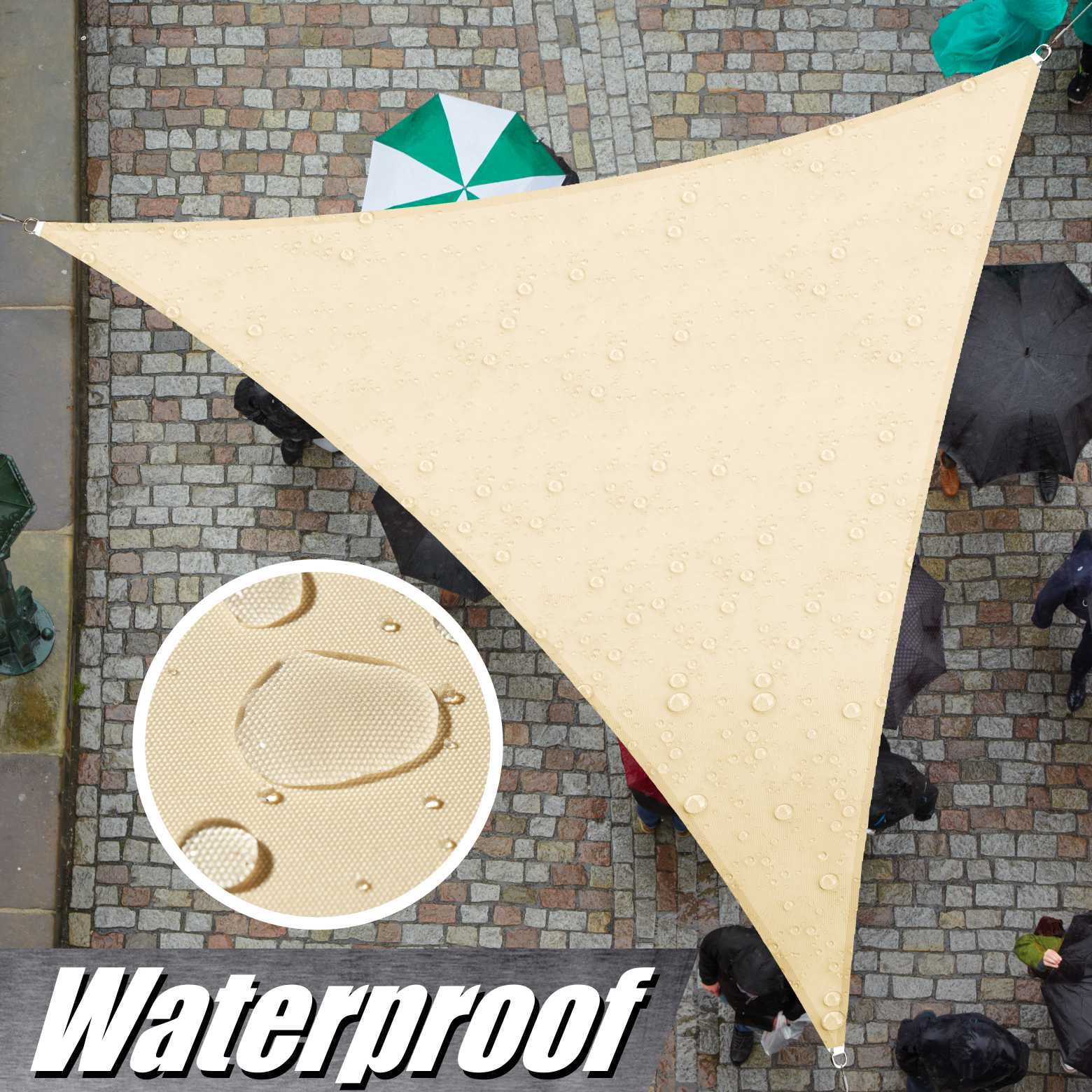 ColourTree 13' x 21' x 24.7' Custom Size Beige Triangle Waterproof Sun ...