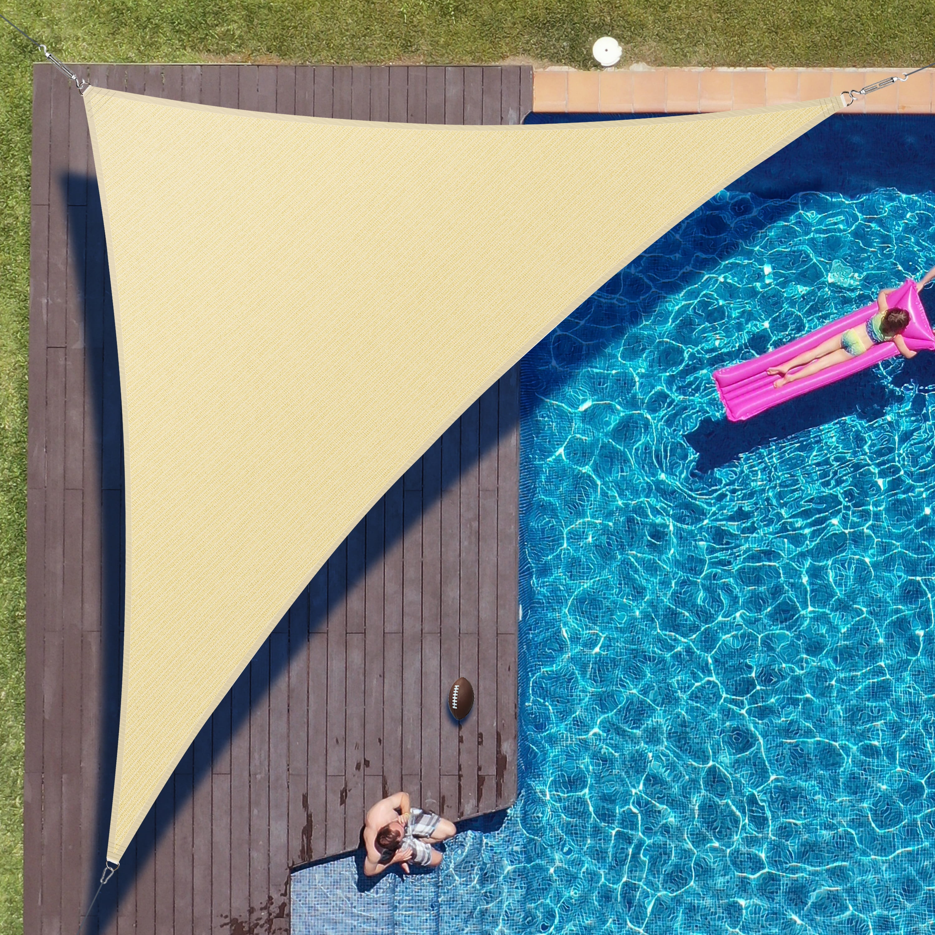 ColourTree 13' x 23' x 26.4' Beige Right Triangle Sun Shade Sail Canopy ...