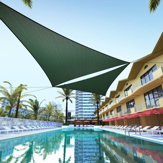 ColourTree 15' x 22' x 26.6' Green Right Triangle Sun Shade Sail Canopy ...