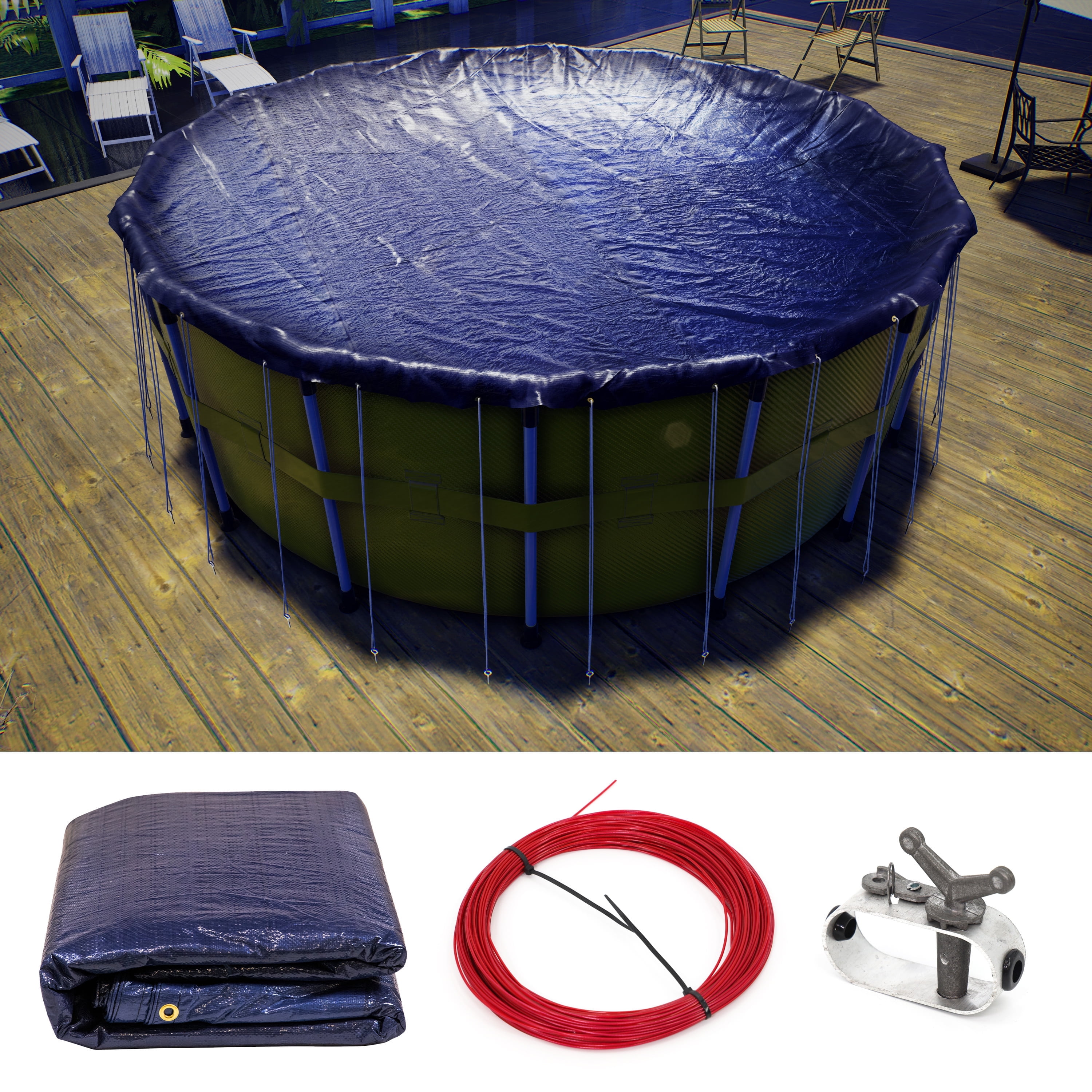 ColourTree 24' Round Winter Swimming Pool Cover Waterproof Tarps for ...