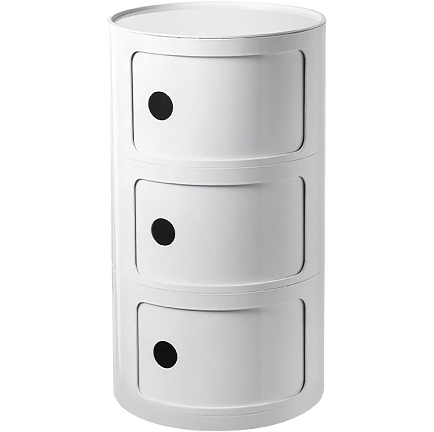 ColourTree 3 Tier White Round Nightstand with Drawers,Small Bedside ...
