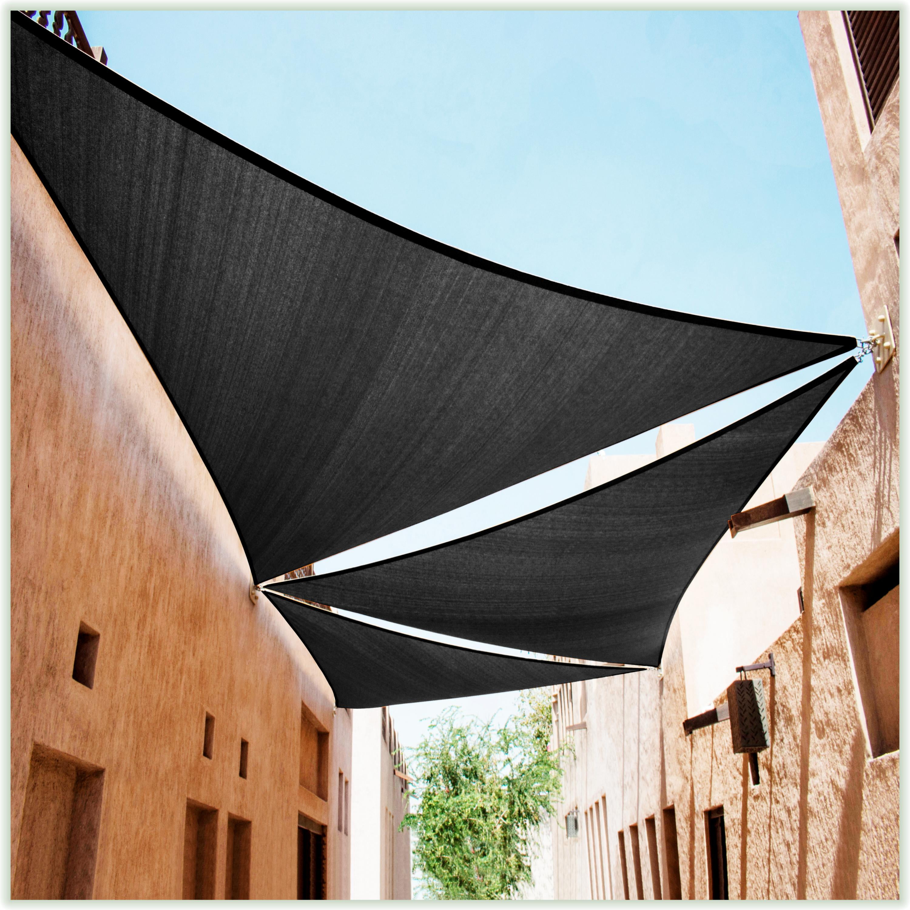 ColourTree 7' x 10' x 12.2' Black Right Triangle Sun Shade Sail Canopy ...