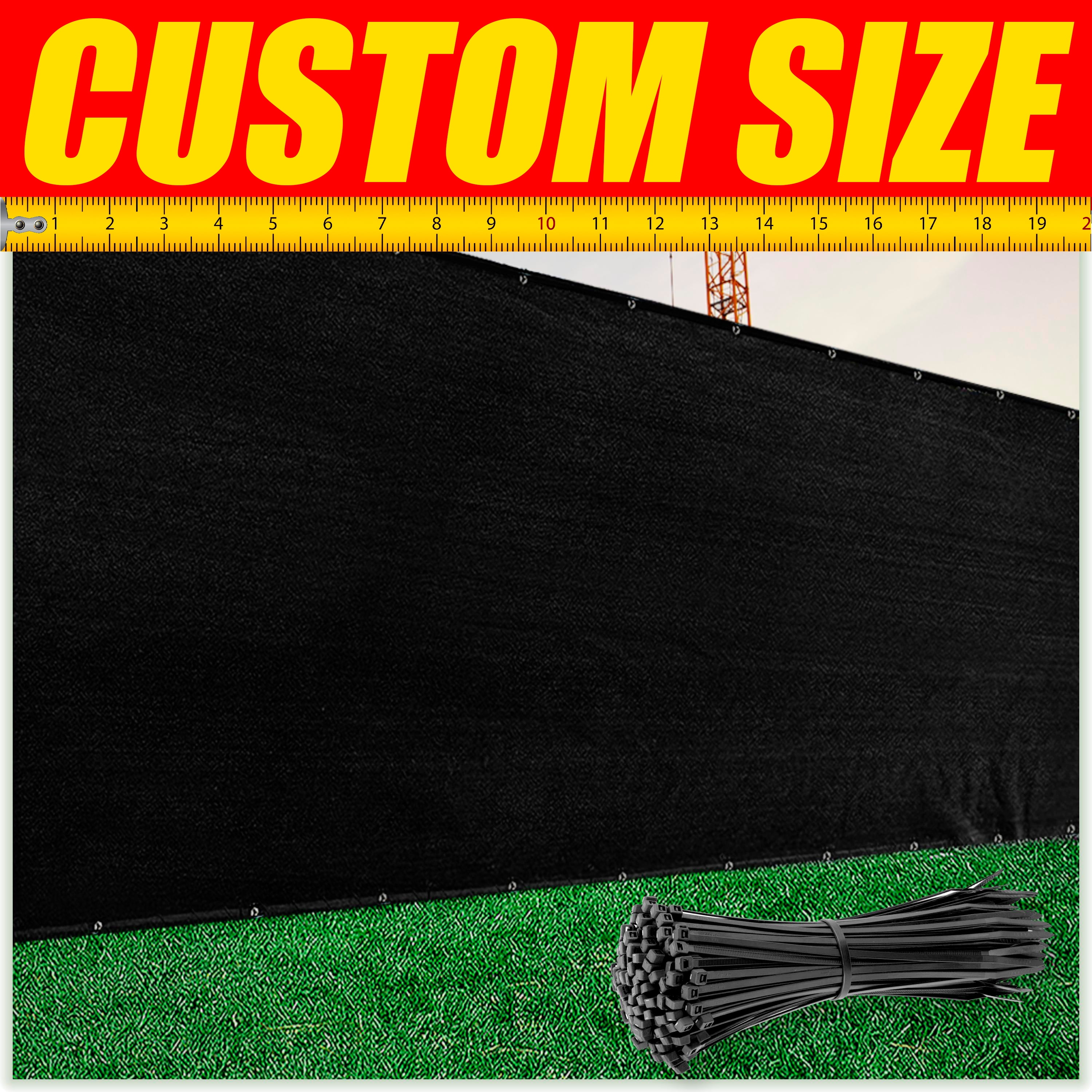 ColourTree 8'x25' Black Fence Privacy Screen, UV & Wind Resistant, Zip ...