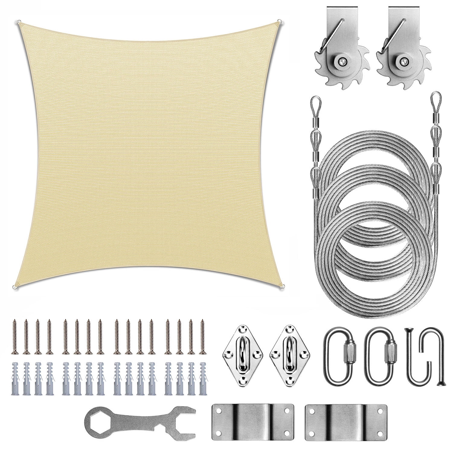 ColourTree Beige Rectangle Sun Shade Sail Canopy with Hardware Kit ...