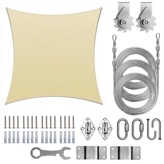 ColourTree Beige Rectangle Sun Shade Sail Canopy with Hardware Kit ...