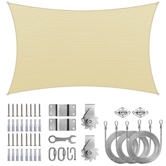 ColourTree Beige Rectangle Sun Shade Sail Canopy with Hardware Kit ...