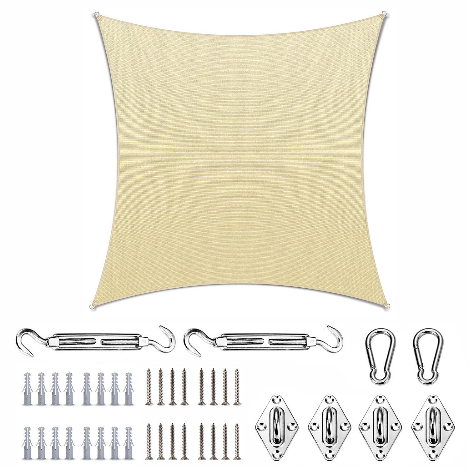 ColourTree Beige Rectangle Sun Shade Sail Canopy with Hardware Kit - UV ...