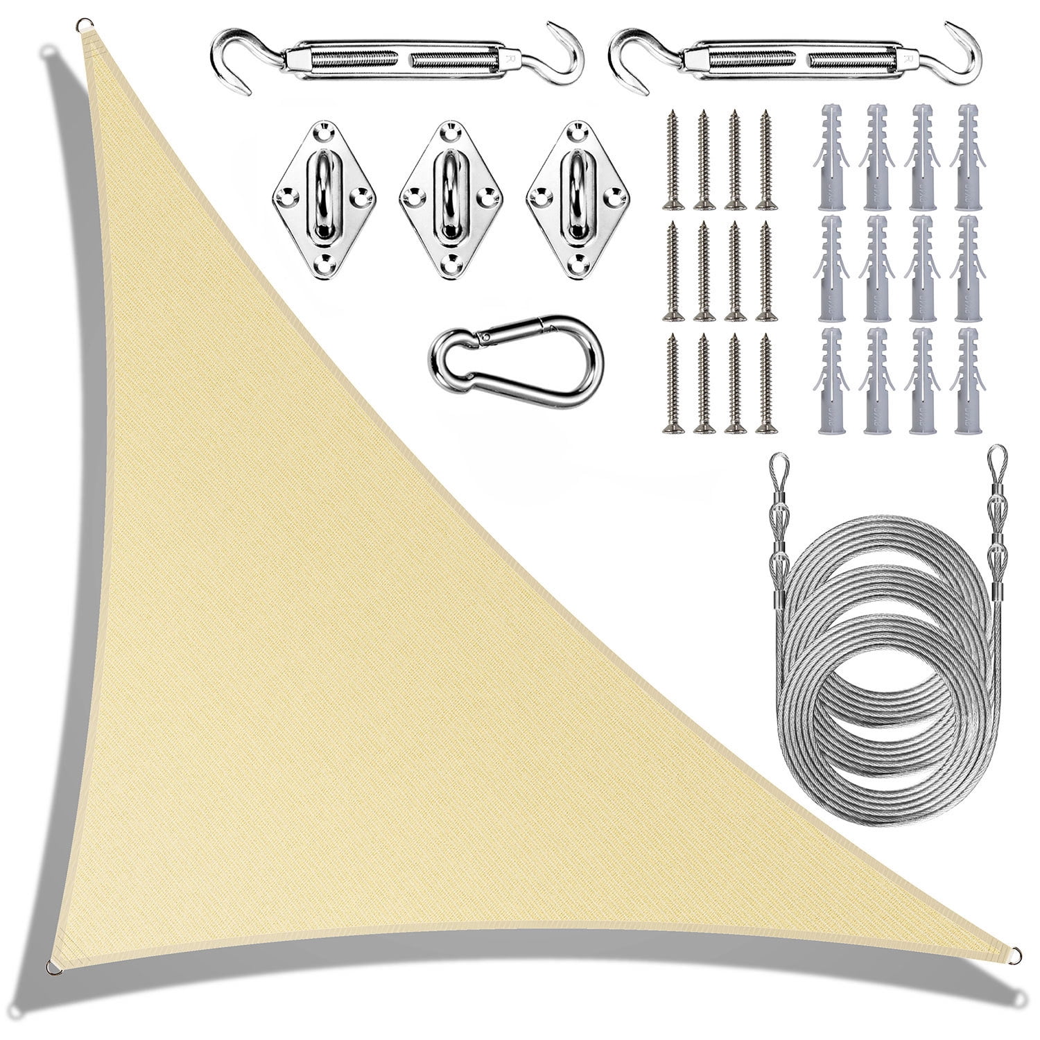 ColourTree Beige Triangle Sun Shade Sail Canopy with Hardware Kit ...