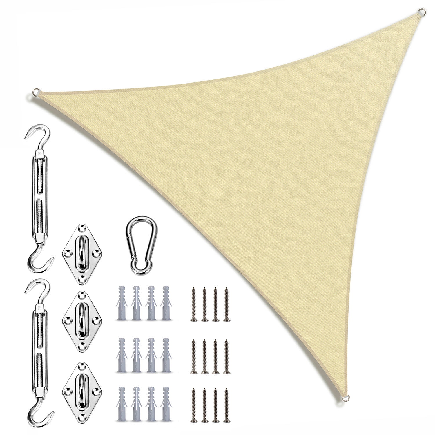 ColourTree Beige Triangle Sun Shade Sail Canopy with Hardware Kit - UV ...