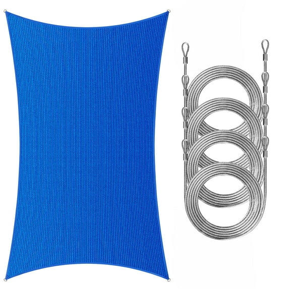 ColourTree Blue Rectangle Sun Shade Sail Canopy with 4 Steel Cables ...