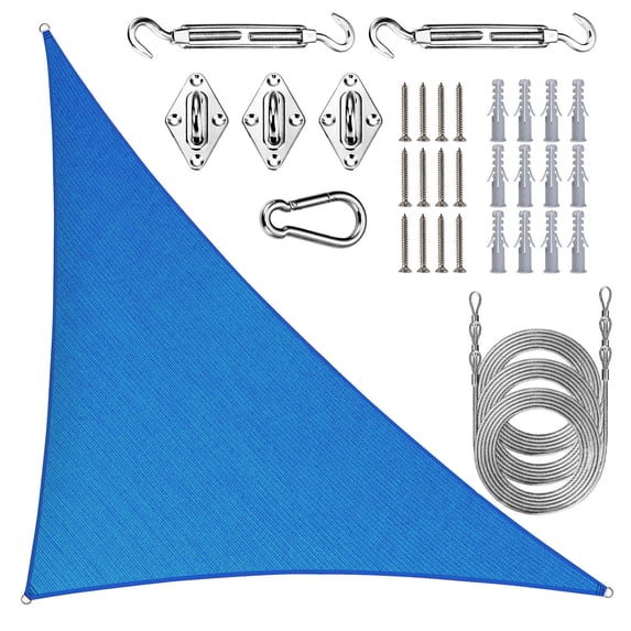 ColourTree Blue Triangle Sun Shade Sail Canopy with Hardware Kit ...