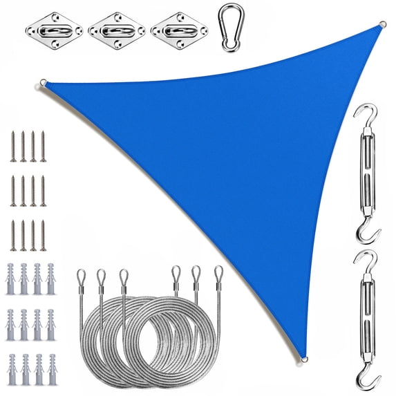 ColourTree Blue Triangle Sun Shade Sail Canopy with Hardware Kit ...