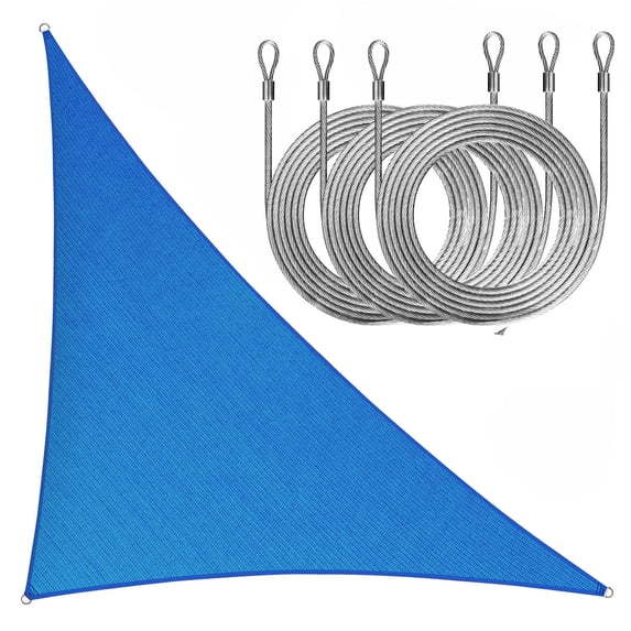 ColourTree Blue Triangle Sun Shade Sail Canopy with 3 Steel Cables - UV ...