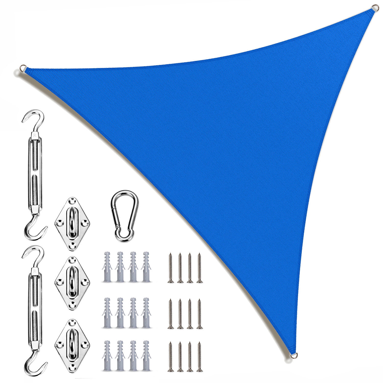 ColourTree Blue Triangle Sun Shade Sail Canopy with Hardware Kit - UV ...