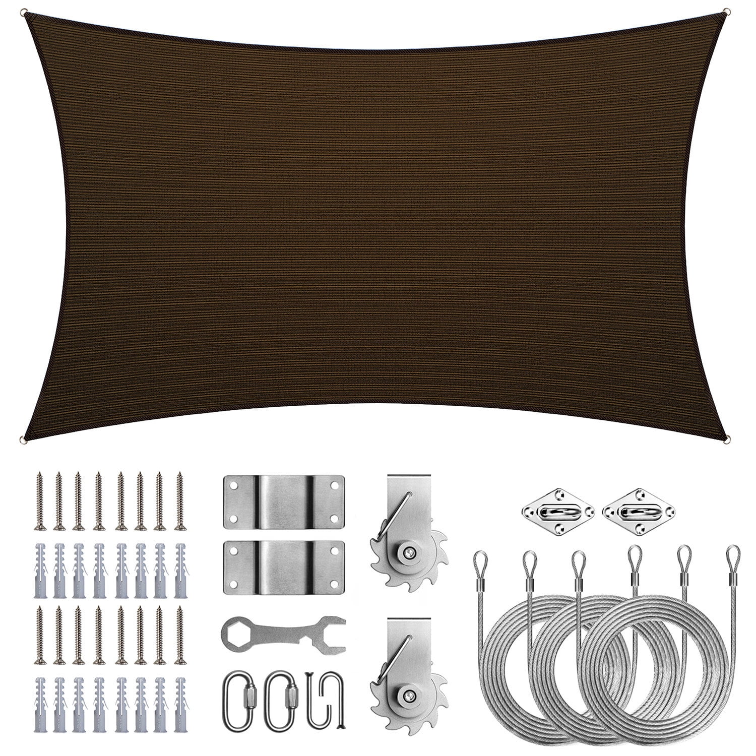 ColourTree Brown Rectangle Sun Shade Sail Canopy with Hardware Kit ...