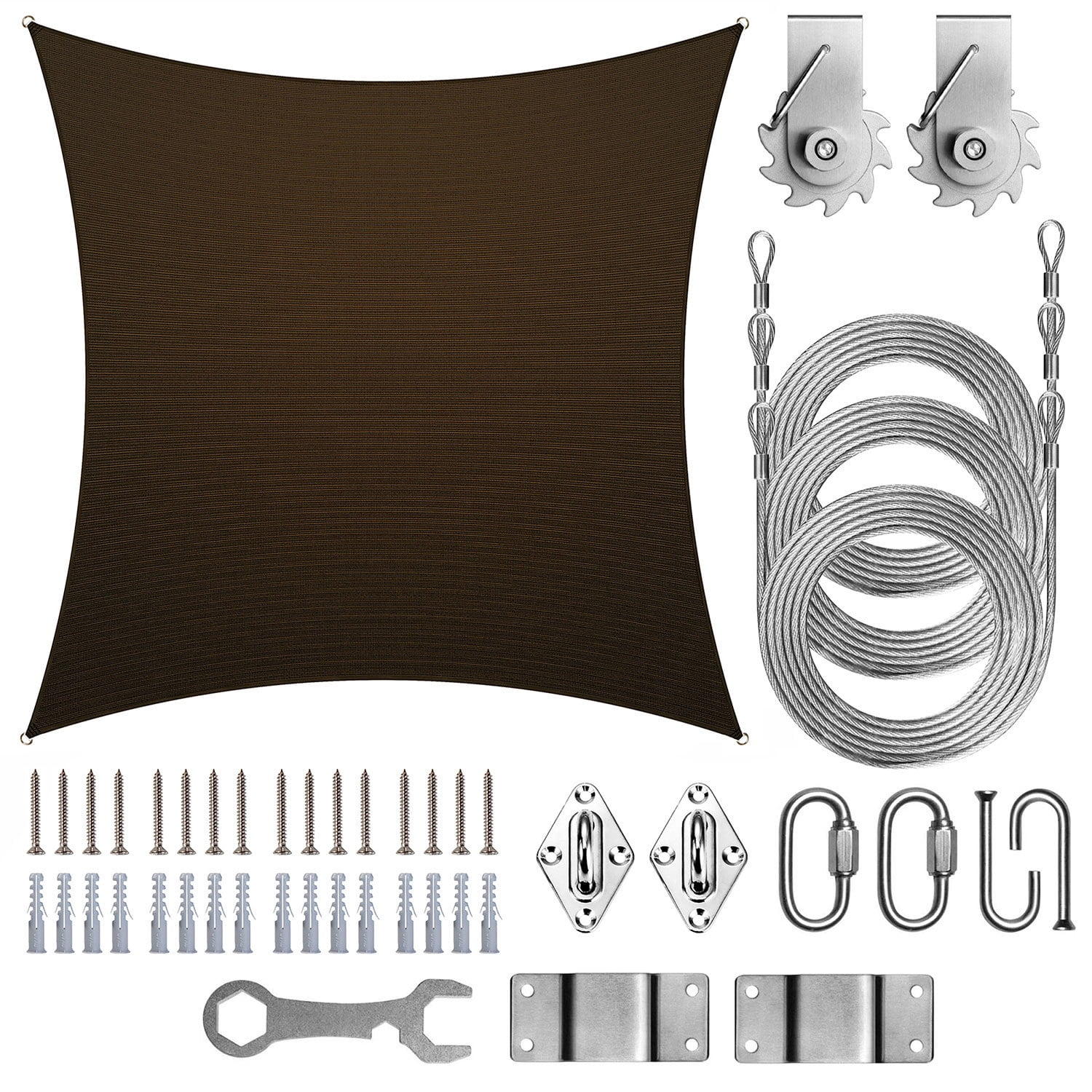 ColourTree Brown Rectangle Sun Shade Sail Canopy with Hardware Kit ...