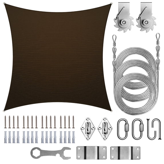 ColourTree Brown Rectangle Sun Shade Sail Canopy with Hardware Kit ...