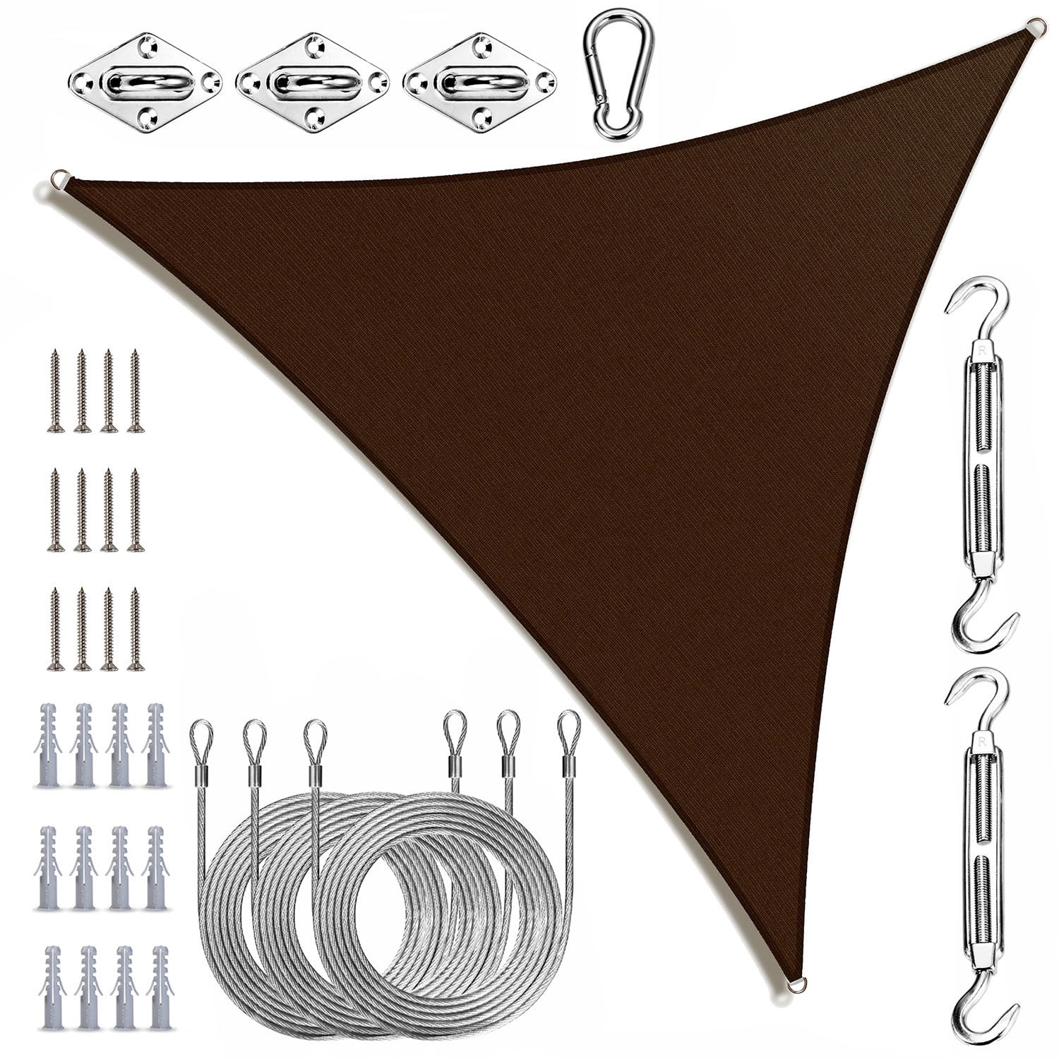 ColourTree Brown Triangle Sun Shade Sail Canopy with Hardware Kit ...