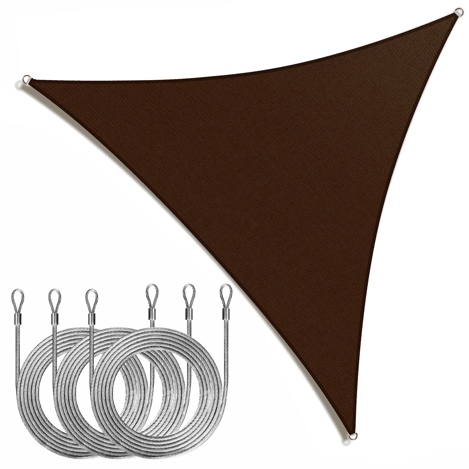 ColourTree Brown Triangle Sun Shade Sail Canopy with 3 Steel Cables ...
