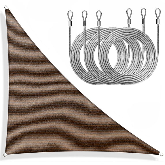 ColourTree Brown Triangle Sun Shade Sail Canopy with 3 Steel Cables ...