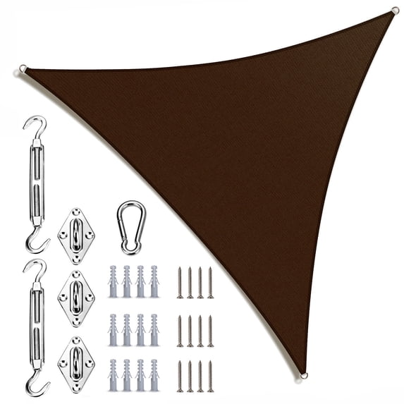 ColourTree Brown Triangle Sun Shade Sail Canopy with Hardware Kit - UV ...