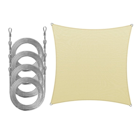 ColourTree Commercial-Grade Pro Ring Sun Shade Sail with 4 Steel Cables ...