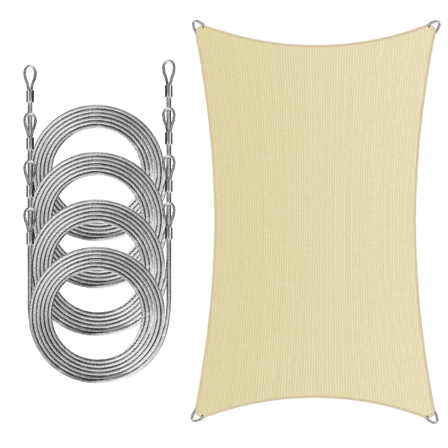 ColourTree Commercial-Grade Pro Ring Sun Shade Sail with 4 Steel Cables ...