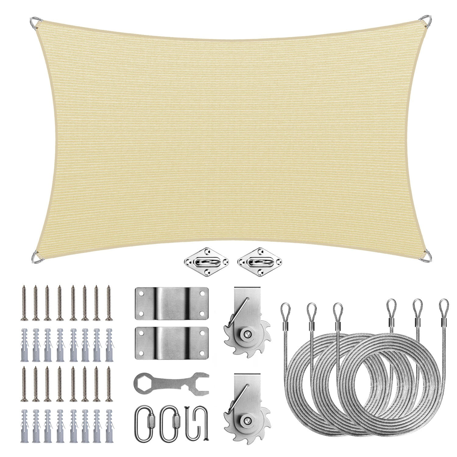 ColourTree Commercial-Grade Pro Ring Sun Shade Sail with Hardware Kit ...