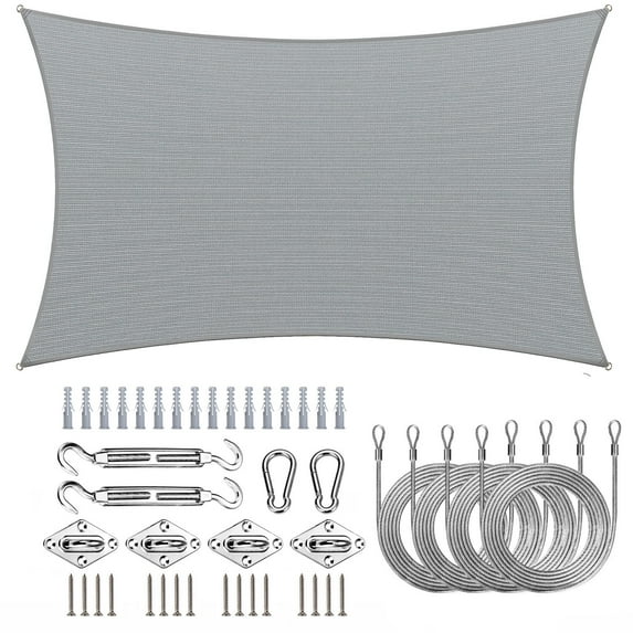 ColourTree Gray Rectangle Sun Shade Sail Canopy with Hardware Kit ...